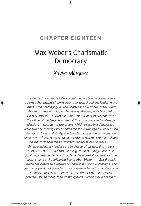(PDF) Max Weber's Charismatic Democracy