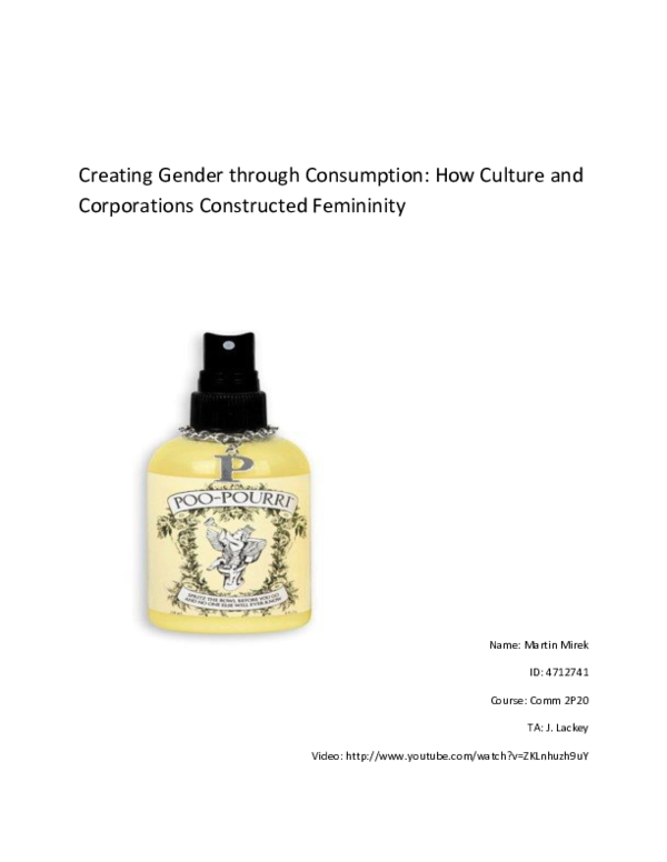 (DOC) Creating Gender through Consumption: How Culture and Corporations ...