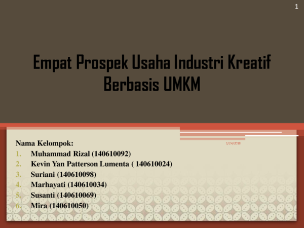 (PPT) Empat Prospek Usaha Industri Kreatif Berbasis UMKM