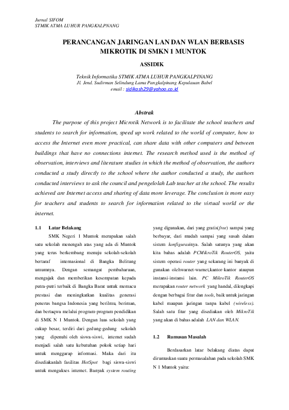 (PDF) Jurnal SIFOM STMIK ATMA LUHUR PANGKALPNANG