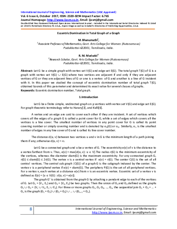 (PDF) Eccentric Domination in Total Graph of a Graph