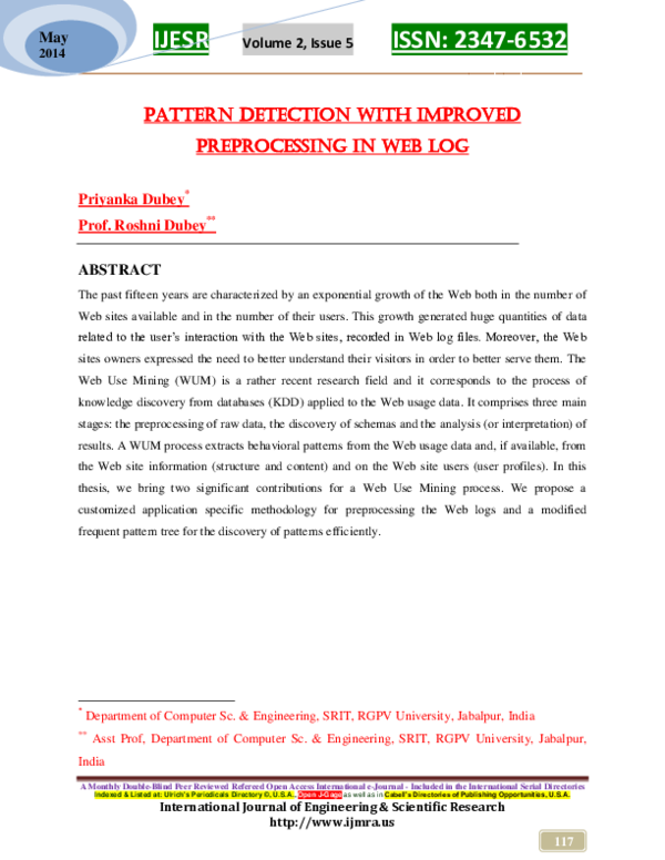 (PDF) PATTERN DETECTION WITH IMPROVED PREPROCESSING IN WEB LOG