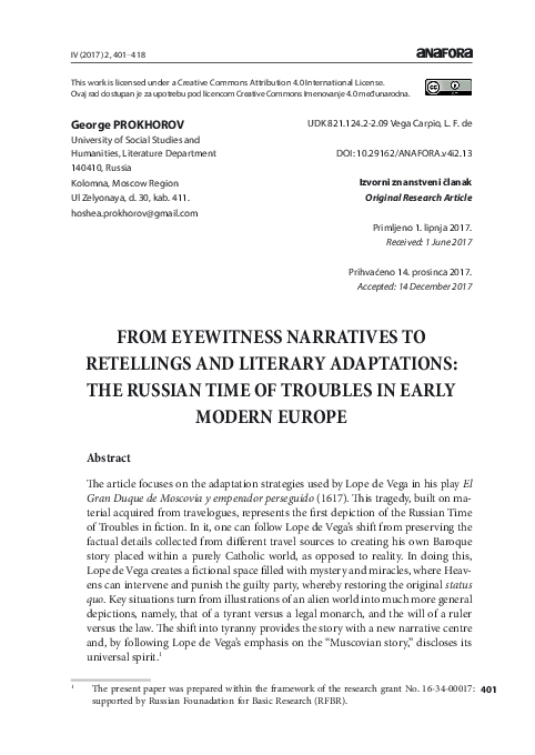 (PDF) FROM EYEWITNESS NARRATIVES TO RETELLINGS AND LITERARY ADAPTATIONS ...