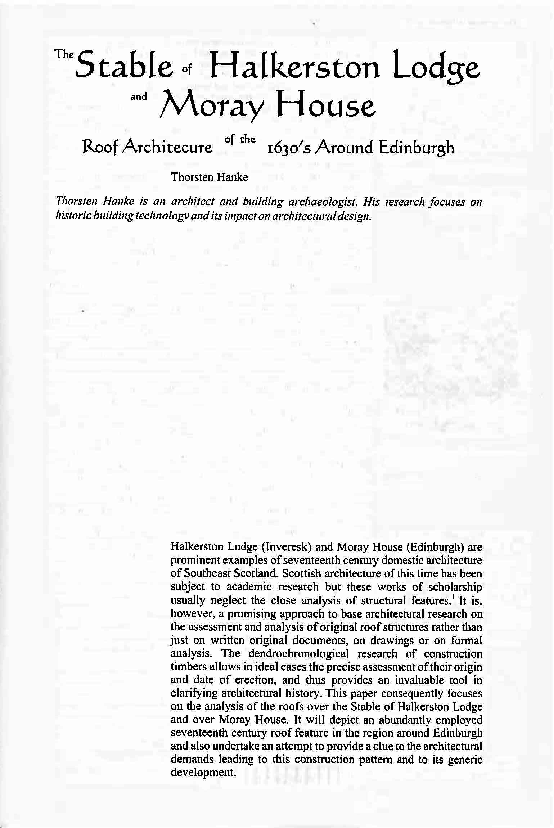 (PDF) "‘The Stable of Halkerston Lodge and Moray House – Roof ...
