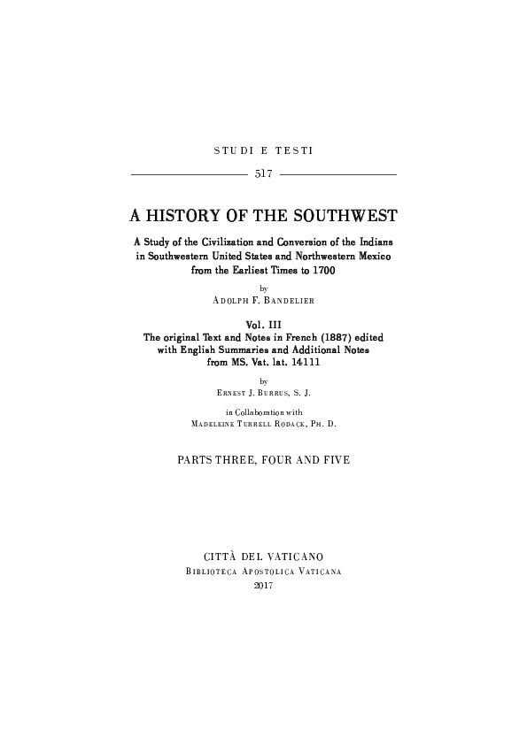 (PDF) A History of the Southwest vol. III (Studi e testi, 517)