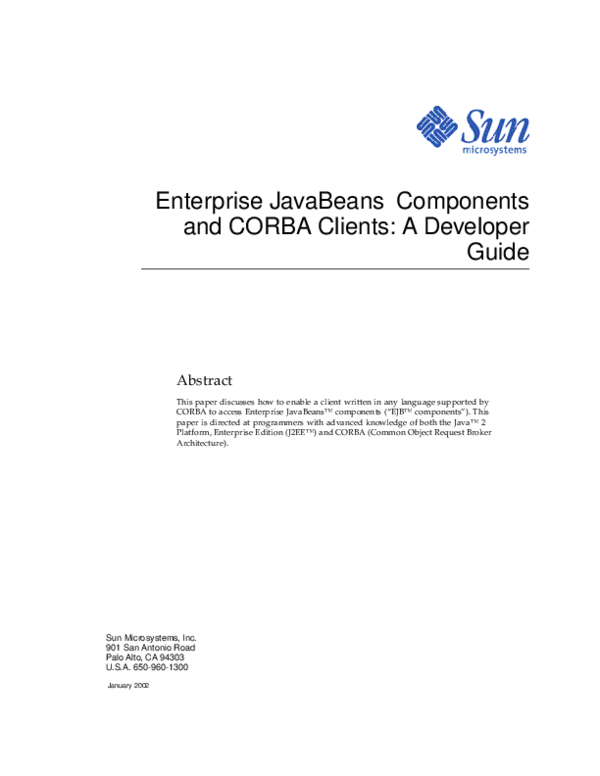 (PDF) Enterprise JavaBeans Components and CORBA Clients: A Developer Guide