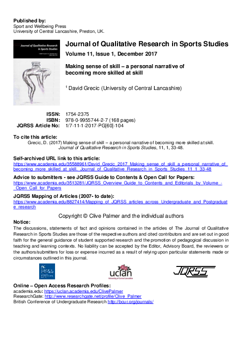(PDF) David Grecic (2017) Making sense of skill – a personal narrative ...