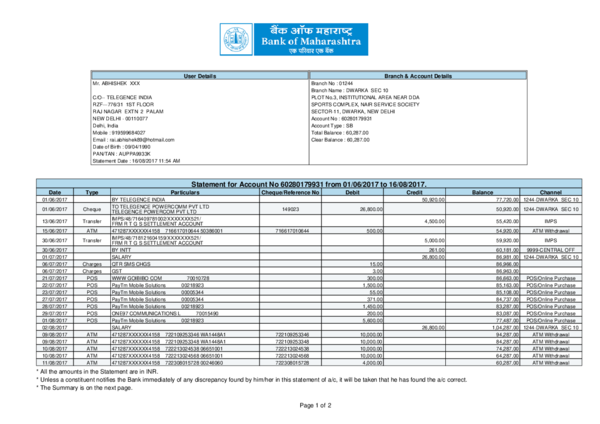 (PDF) Branch & Account Details Statement for Account No 60280179931 ...