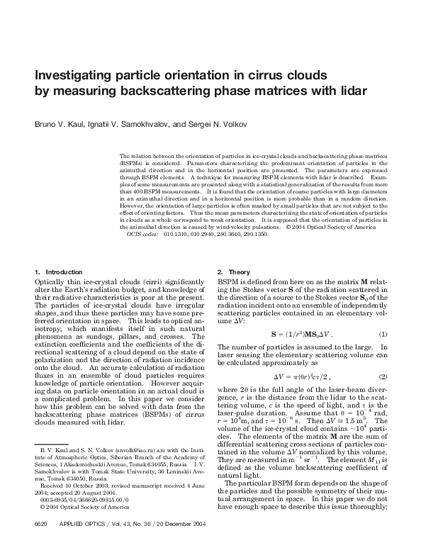 (PDF) Investigating Particle Orientation in Cirrus Clouds by Measuring Backscattering Phase ...