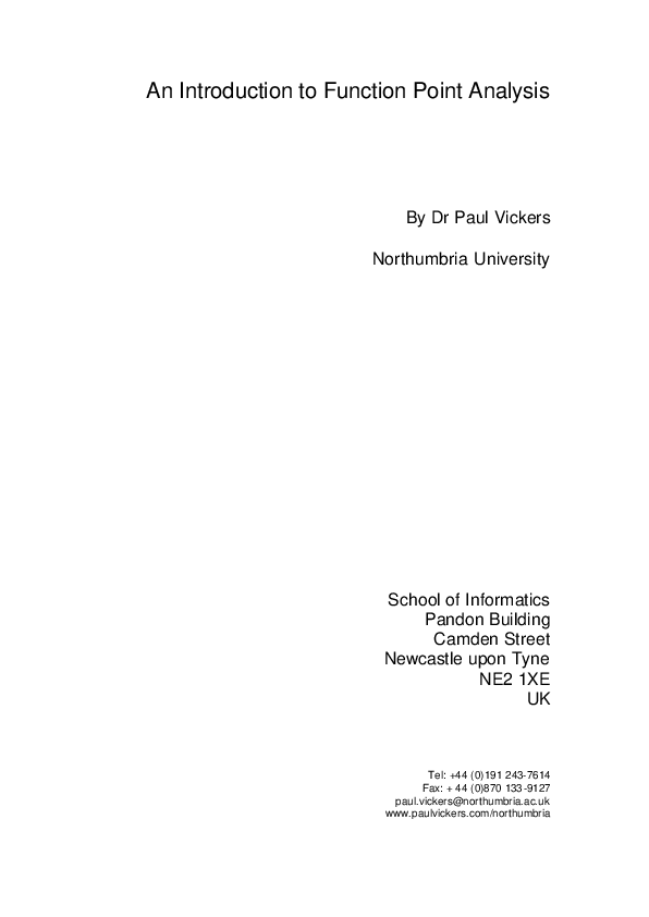 (PDF) An Introduction to Function Point Analysis