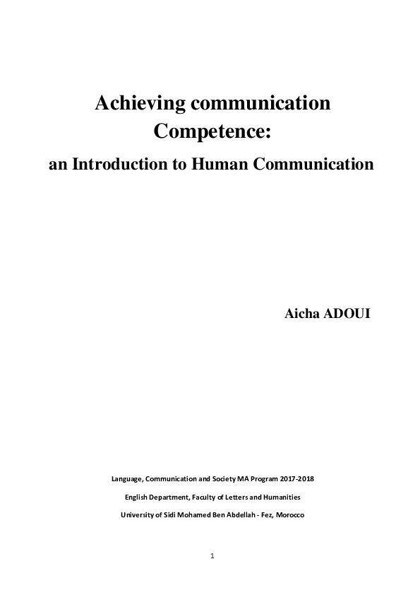 (PDF) Achieving communication Competence: an Introduction to Human ...