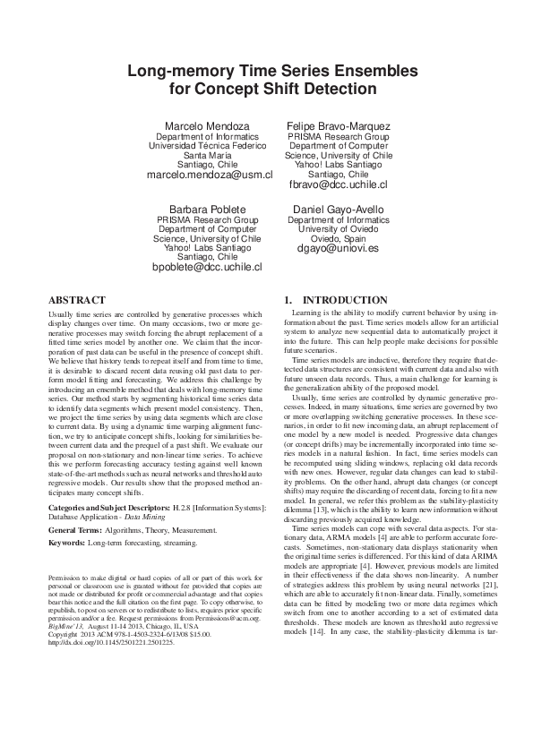 (PDF) Long-memory Time Series Ensembles for Concept Shift Detection