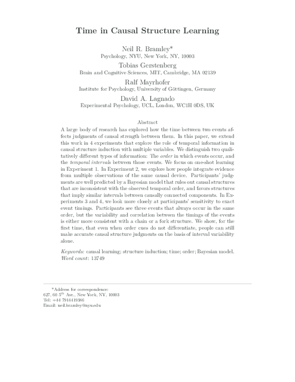 (PDF) Time in Causal Structure Learning