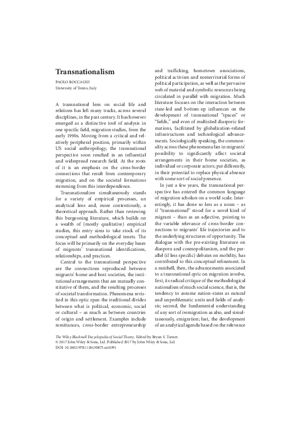 (PDF) Transnationalism