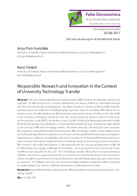 (PDF) Responsible Research and Innovation in the Context of University ...