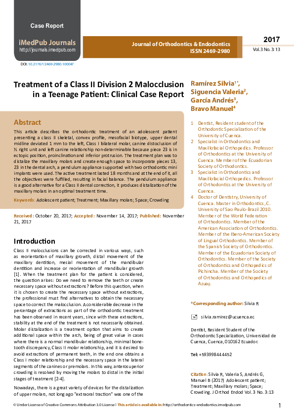(PDF) treatment-of-a-class-ii-division-2-malocclusionin-a-teenage ...