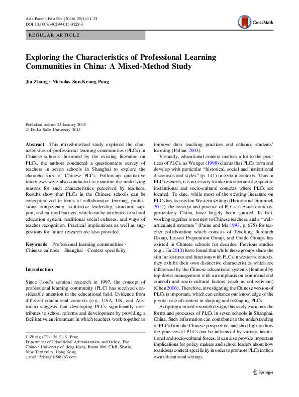(PDF) Exploring the Characteristics of Professional Learning ...
