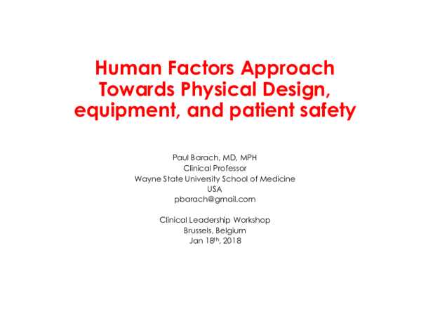 (PDF) Human Factors Approach Towards Physical Design, equipment, and ...