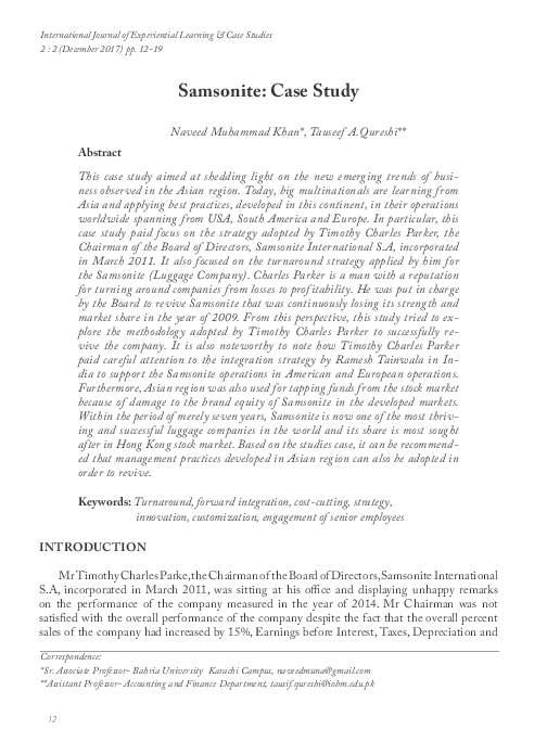 (PDF) Samsonite: Case Study