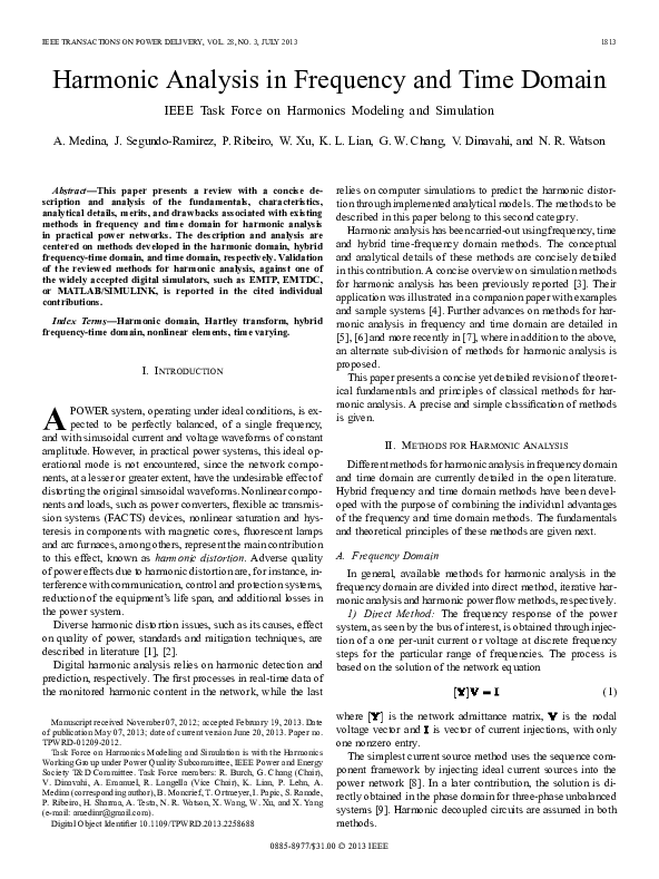 (PDF) Harmonic Analysis in Frequency and Time Domain IEEE Task Force on Harmonics Modeling and ...