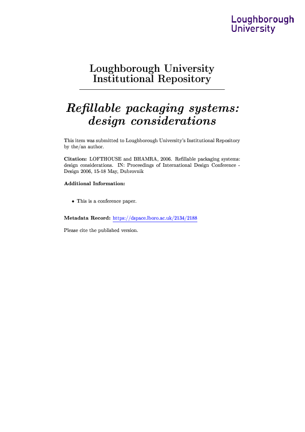 (PDF) Refillable packaging systems: design considerations