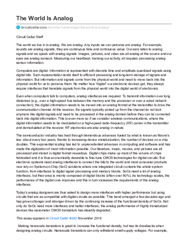 (PDF) The World Is Analog