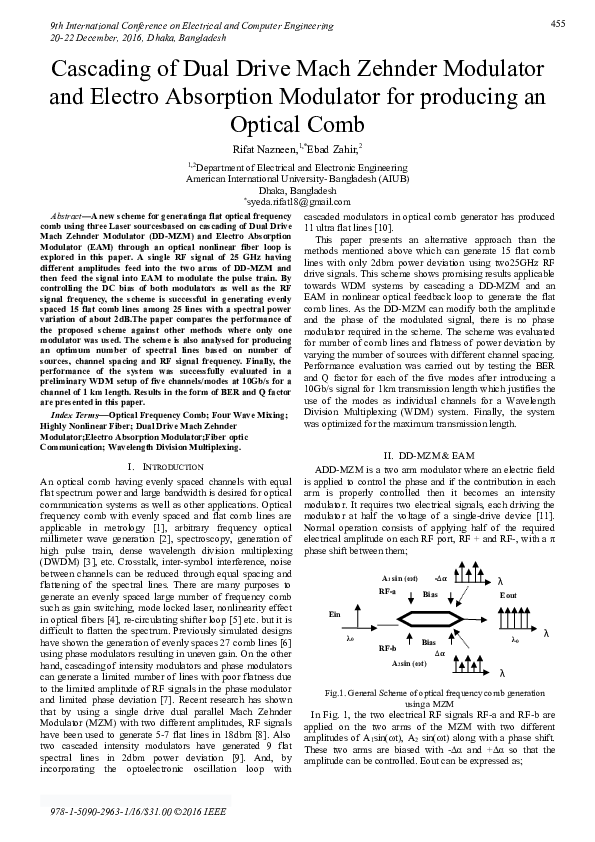 (PDF) Cascading of Dual Drive Mach Zehnder Modulator and Electro ...