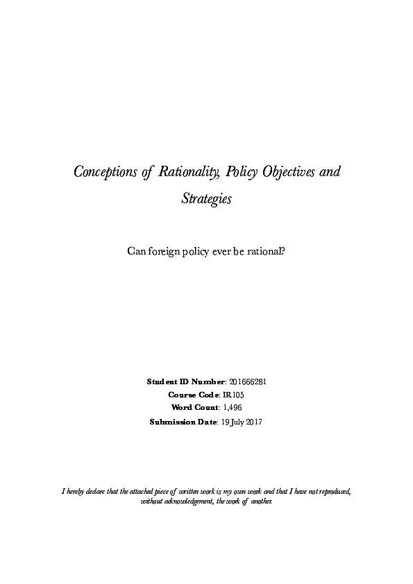 (PDF) Conceptions of Rationality, Policy Objectives and Strategies: can ...