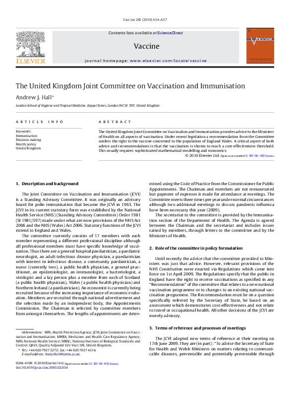 (PDF) UK Joint Committee Vaccination Immunisation