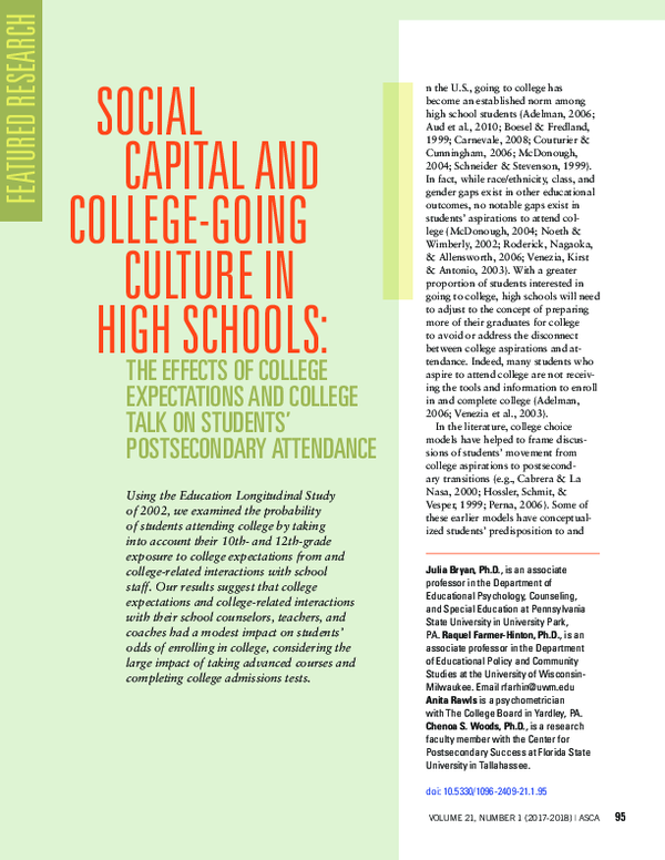 (PDF) Social Capital and College-Going Culture in High Schools: the ...