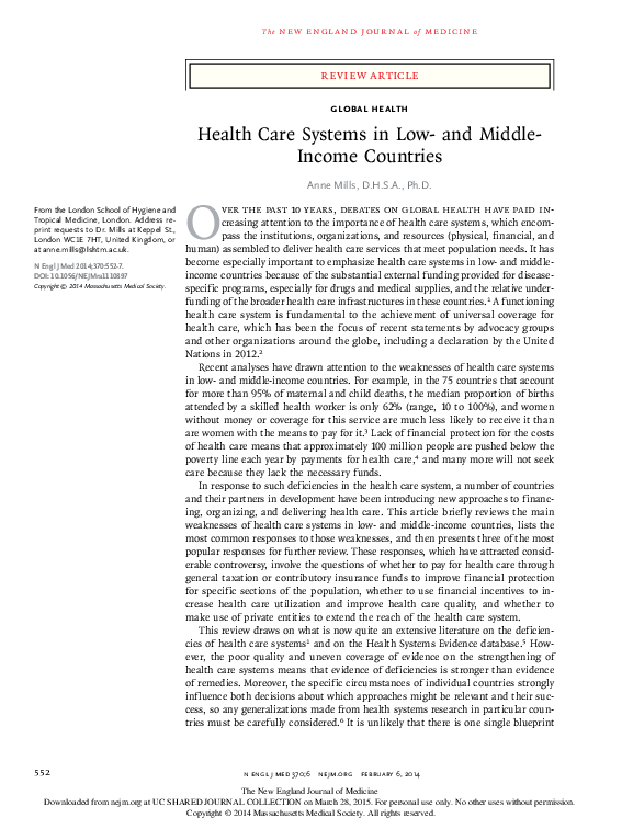(PDF) Health Care Systems in Low-and Middle- Income Countries