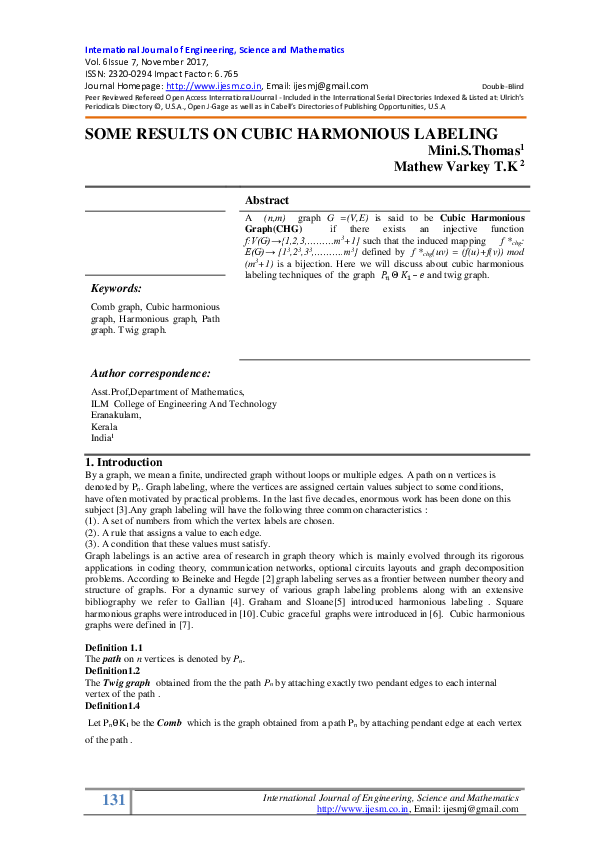 (PDF) SOME RESULTS ON CUBIC HARMONIOUS LABELING