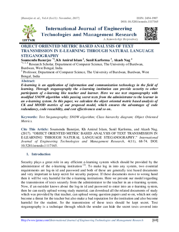 Pdf Object Oriented Metric Based Analysis Of Text Transmission In E 0854