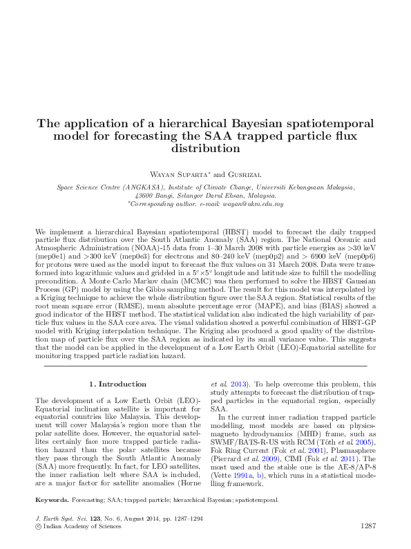 Pdf The Application Of A Hierarchical Bayesian Spatiotemporal Model