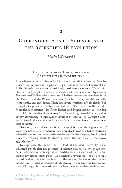 (PDF) Copernicus, Arabic Science, and the Scientific (R)evolution
