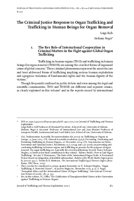 (PDF) The Criminal Justice Response to Organ Trafficking and ...