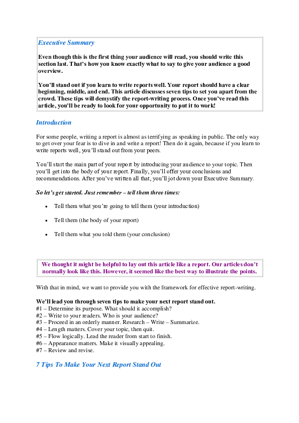(PDF) Report Writing Tips | R W - Academia.edu