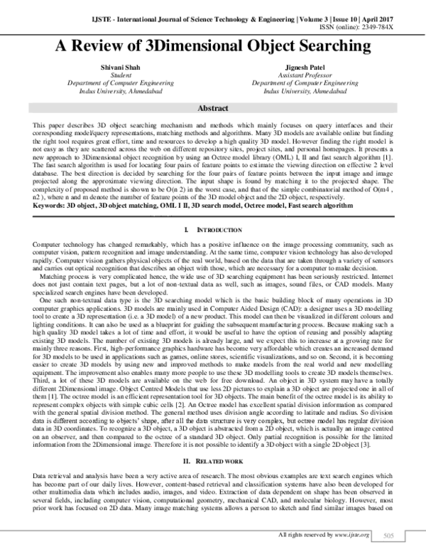 (PDF) A Review of 3Dimensional Object Searching