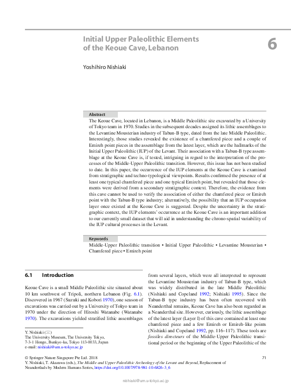 (PDF) Nishiaki, Y. (2018) Initial Upper Paleolithic elements of the ...
