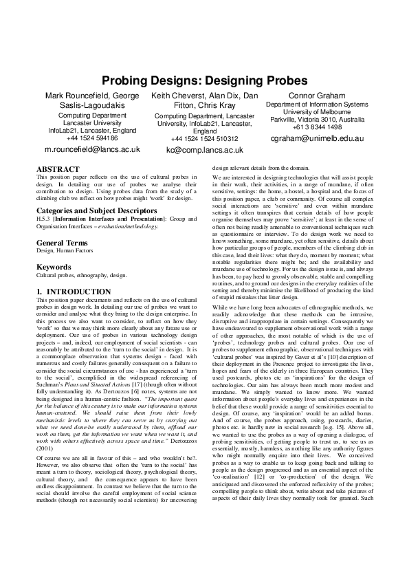 (PDF) Probing Designs: Designing Probes