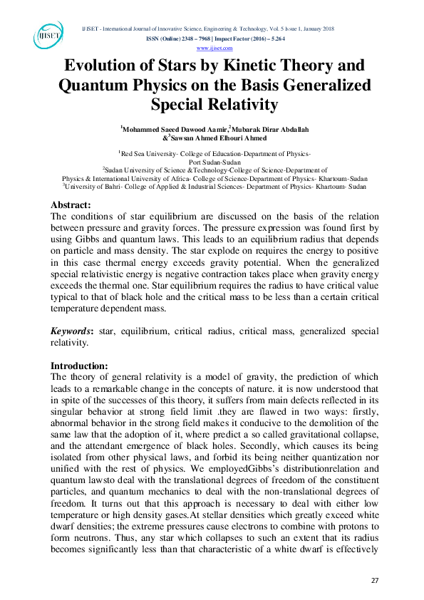 (PDF) Evolution of Stars by Kinetic Theory and Quantum Physics on the ...