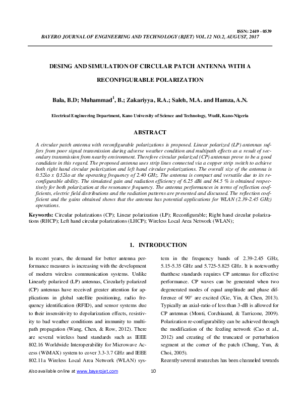Pdf Desing And Simulation Of Circular Patch Antenna With A