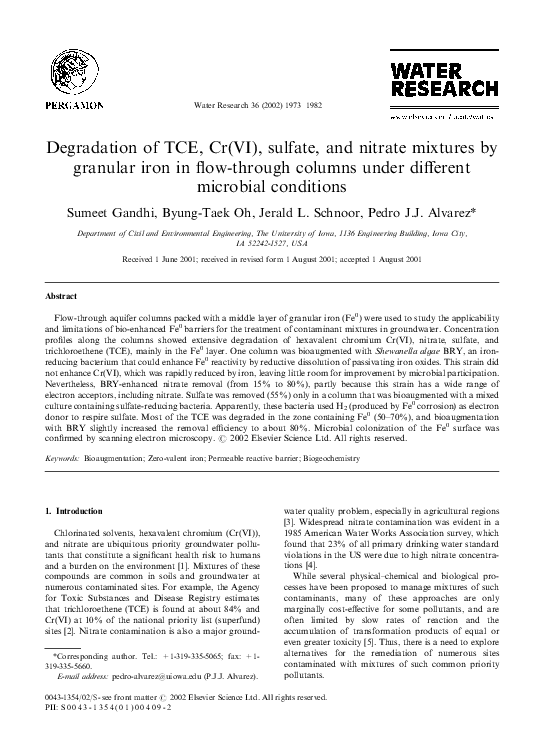 (PDF) Degradation of TCE, Cr(VI), sulfate, and nitrate mixtures by ...