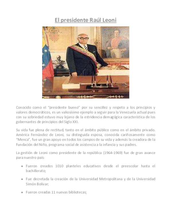(PDF) El presidente Raúl Leoni