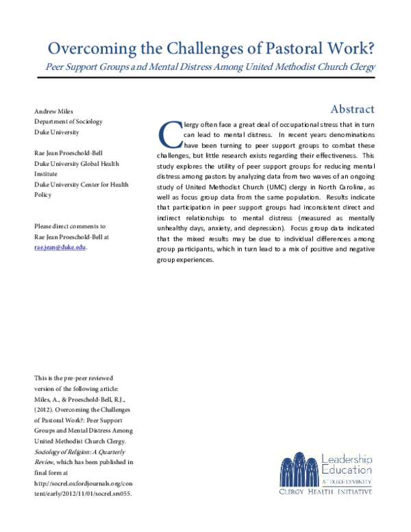 (PDF) Overcoming the Challenges of Pastoral Work