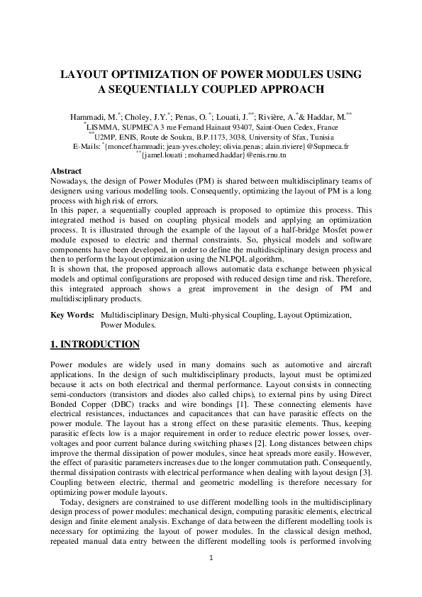 (PDF) Layout optimization of power modules using a sequentially coupled approach