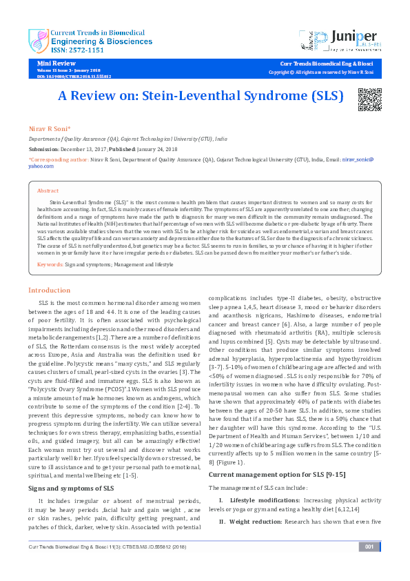 (PDF) A Review on: Stein-Leventhal Syndrome (SLS)
