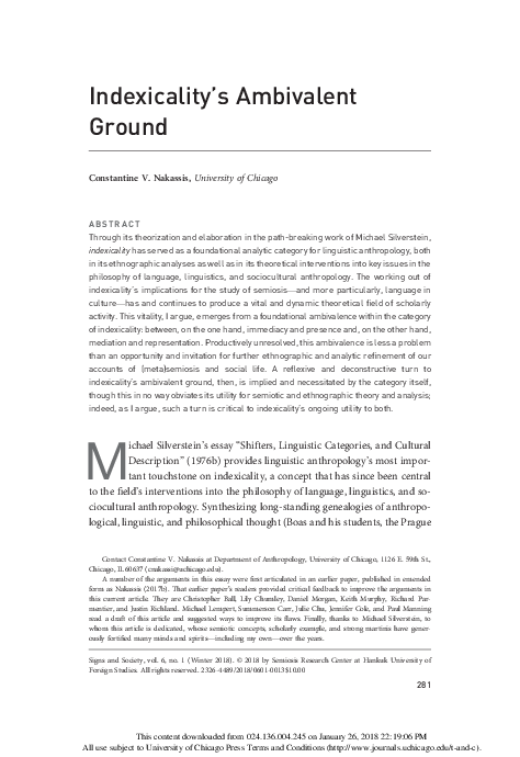 (PDF) Indexicality's Ambivalent Ground