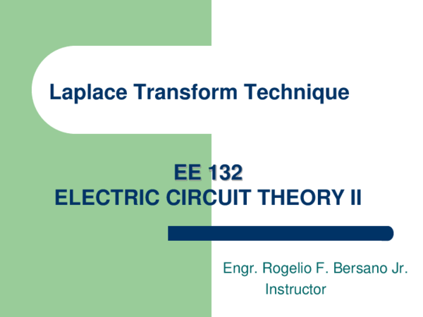 (PDF) Laplace Transform Technique EE 132 ELECTRIC CIRCUIT THEORY II