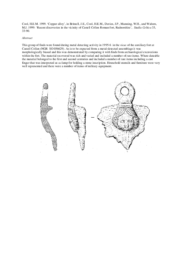 (PDF) Castell Collen copper alloy small finds
